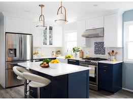 Cabinets: Naval on Maple. Full Overlay using Hanover Door. Upper ...