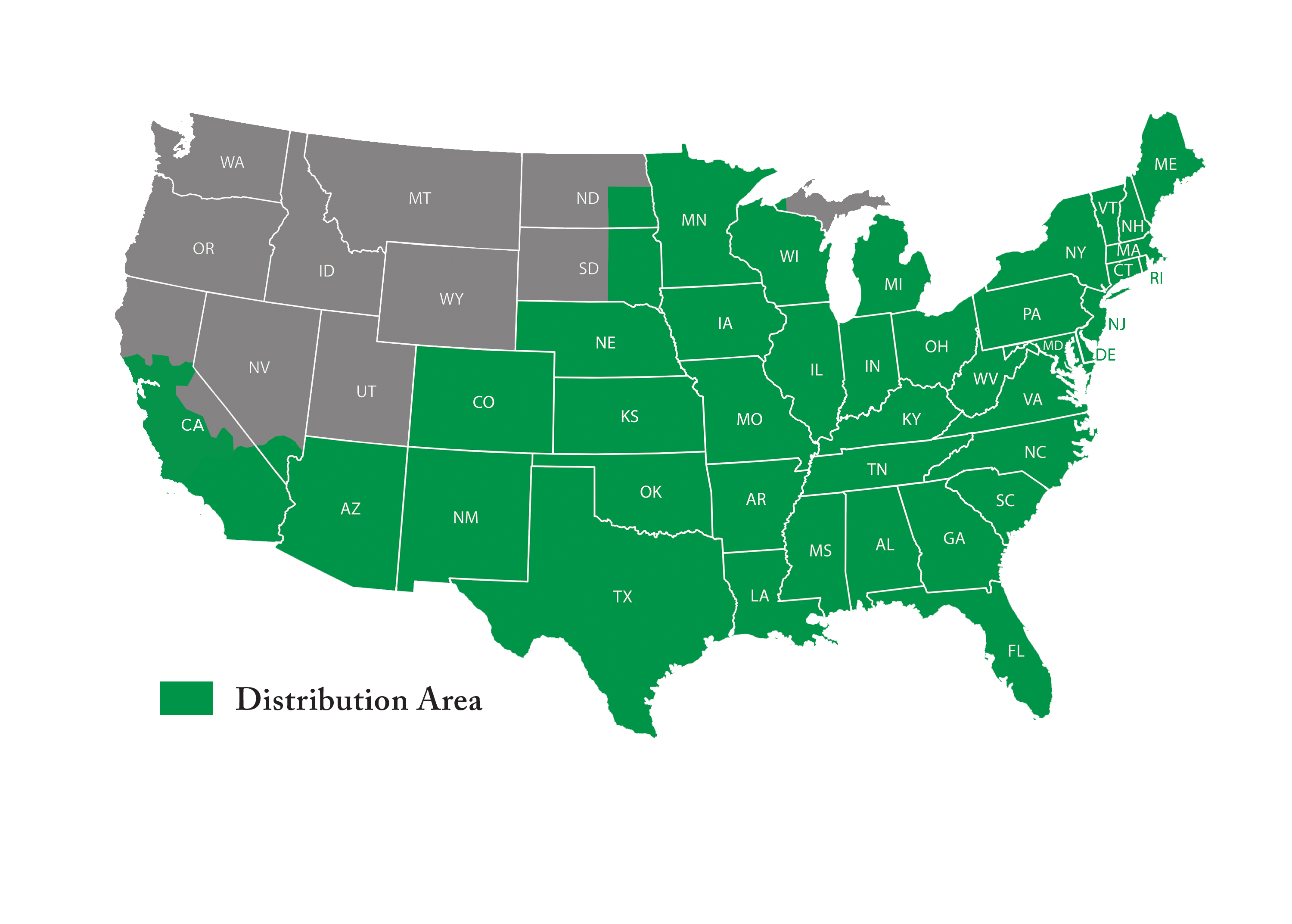 Shiloh Cabinetry Distribution Area Map